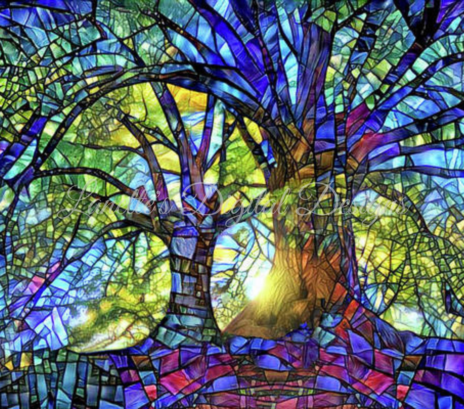 Beautiful Stained Glass Trees Very Colorful 20oz Skinny - Etsy