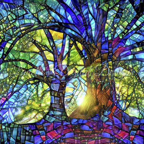 Beautiful Stained Glass Trees Very Colorful 20oz Skinny - Etsy