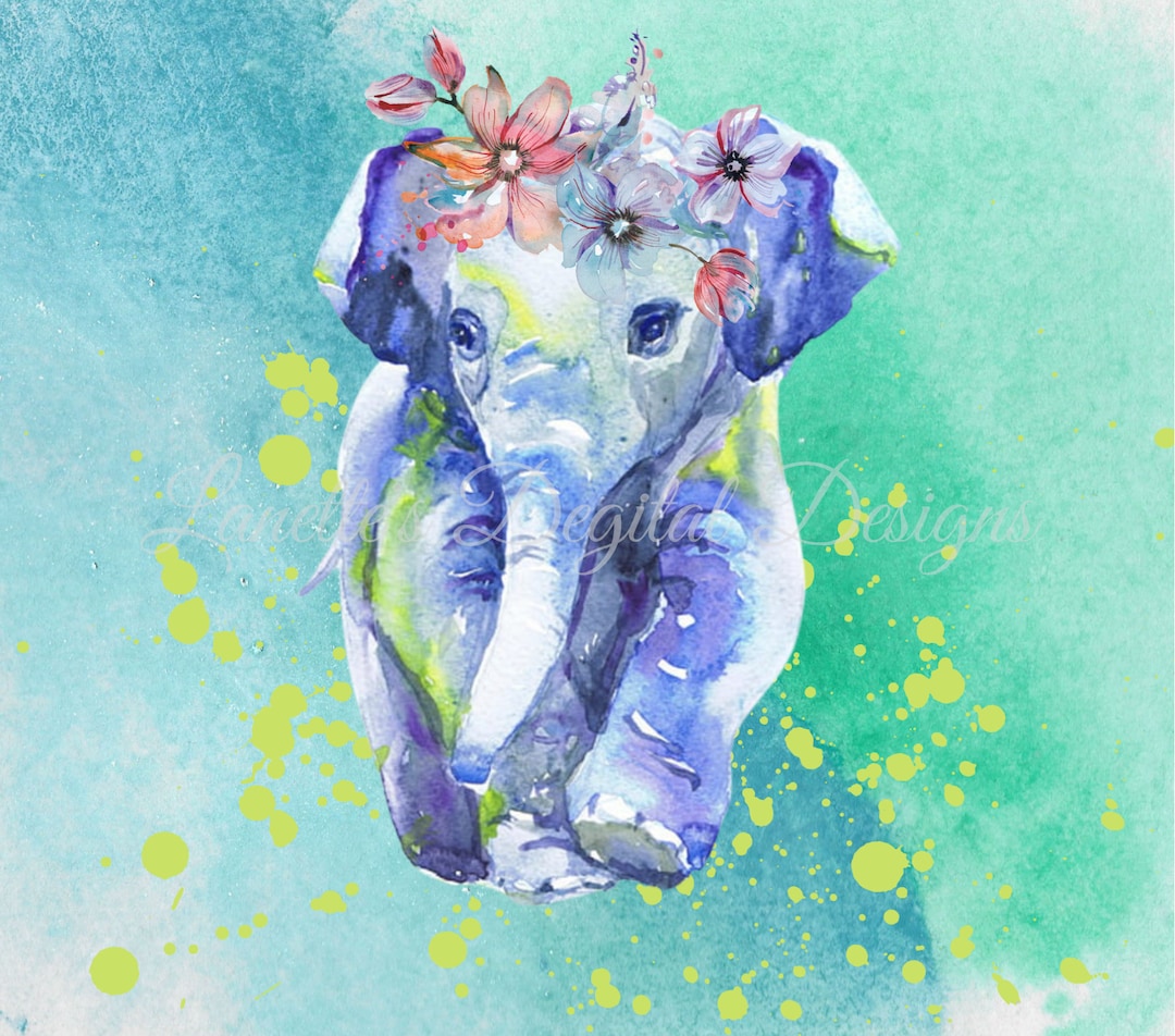 Baby Hobo Elephant, 20oz Skinny Tumbler Wrap, Instant Download, PNG ...