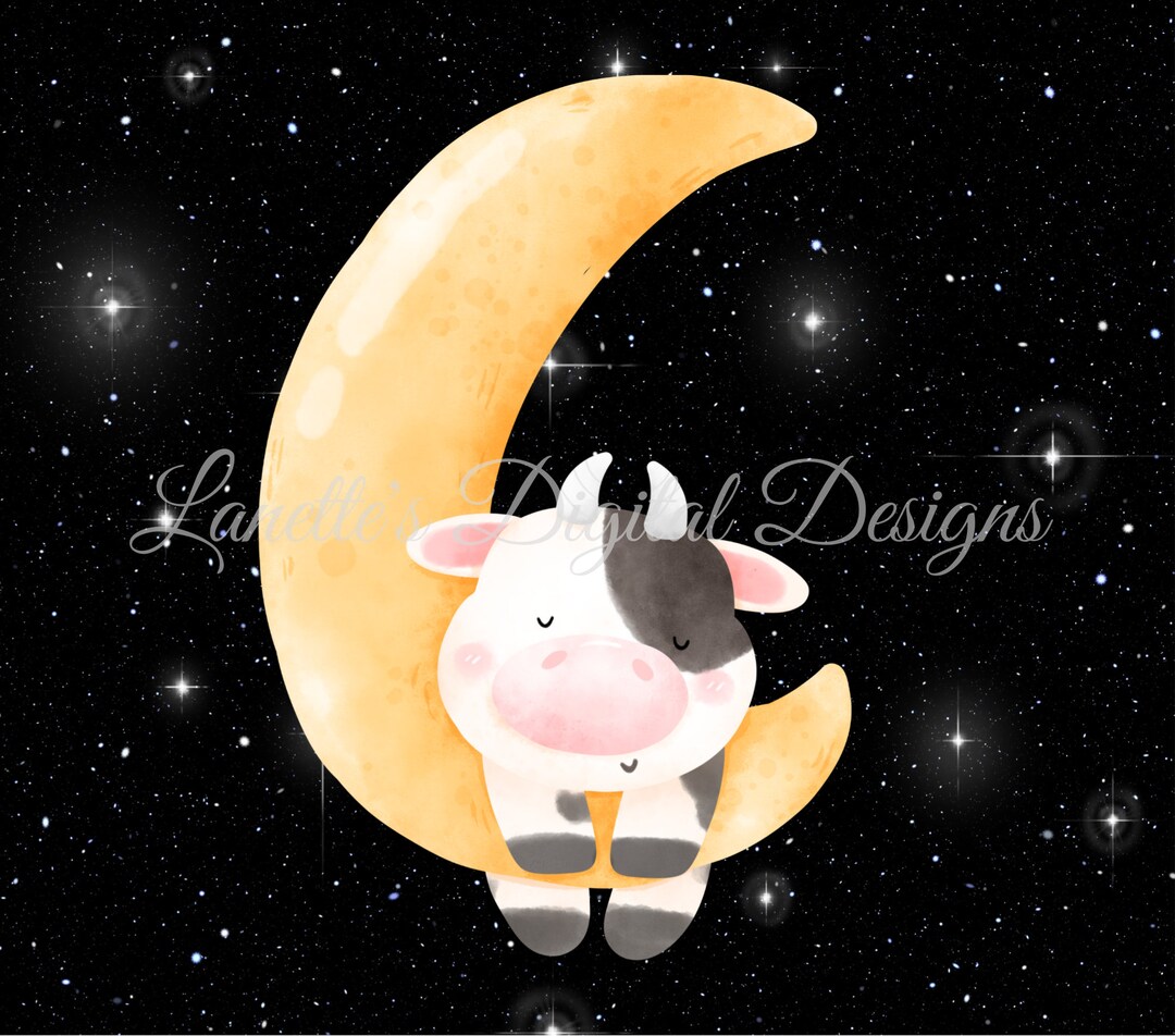 Cow on the Moon, Beautiful Night Sky, Animated Cow on Moon, 20oz Skinny ...