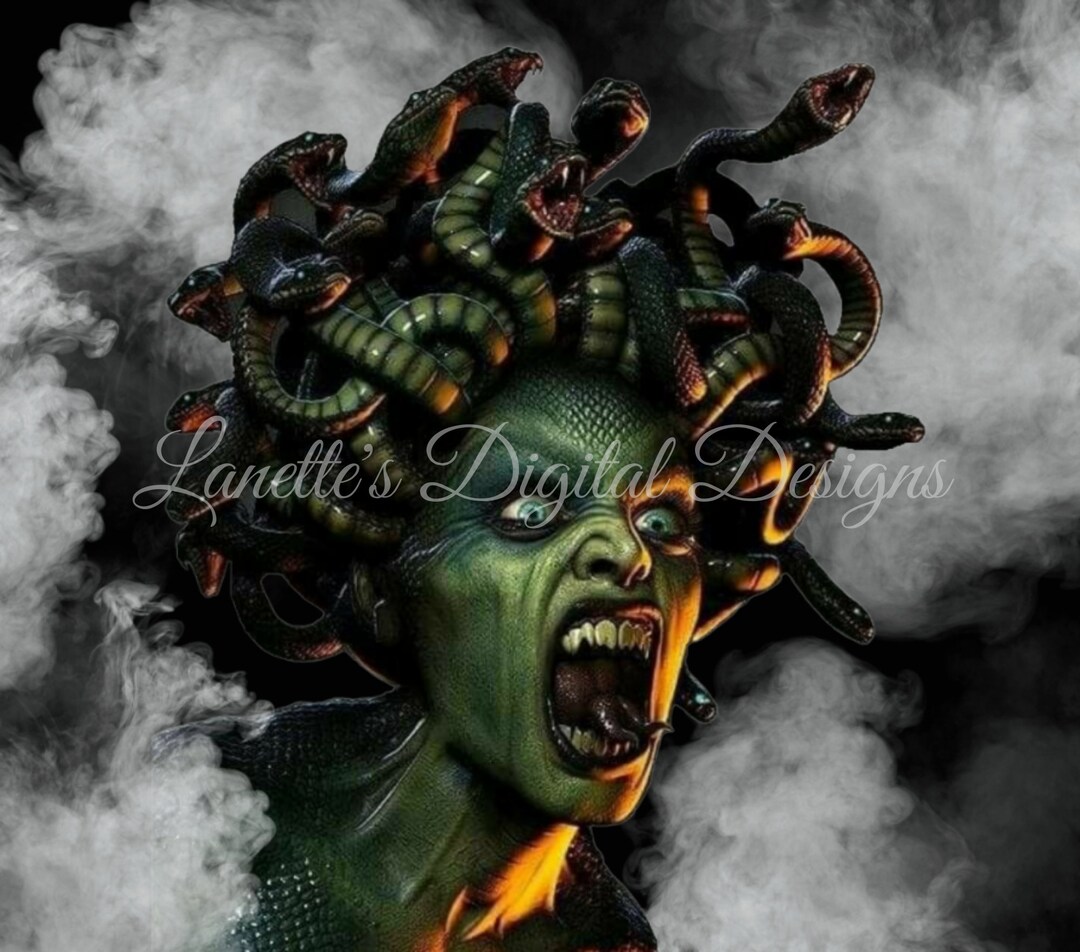 Medusa, Greek Mythology 20oz Skinny Tumbler Wrap, Instant Download, PNG ...