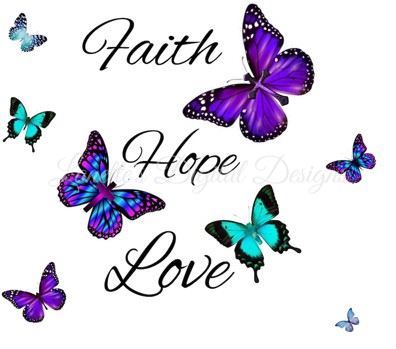 Faith Hope Love Butterfly Christian 20oz Straight Skinny - Etsy