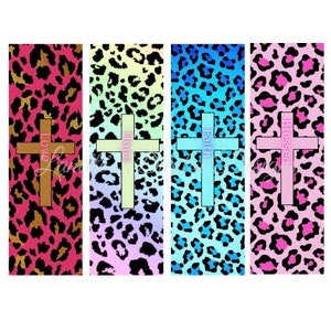 Blue, Pink Leopard Print Christian Cross Hope, Faith Pen Wrap, Instant ...