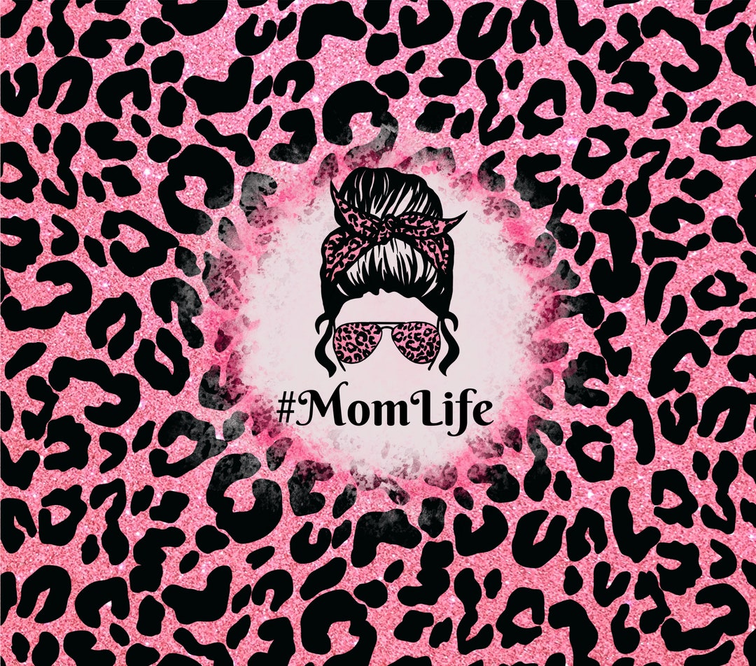 Pink Leopard Print Mom Life, 20oz Skinny Tumbler Wrap, Instant Download ...