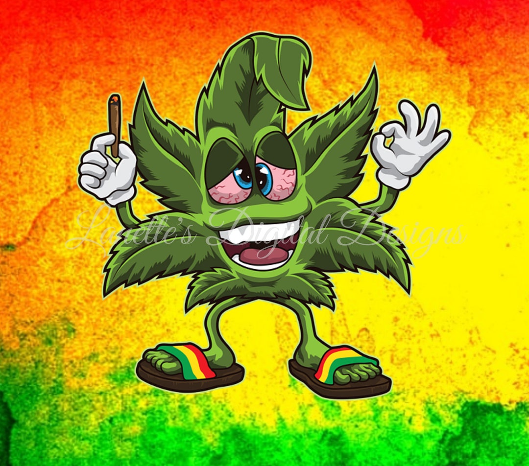 Happy Weed, A Pot Leaf Smoking With Sandles On, 20oz Skinny Tumbler Wrap, Instant Download, PNG ...