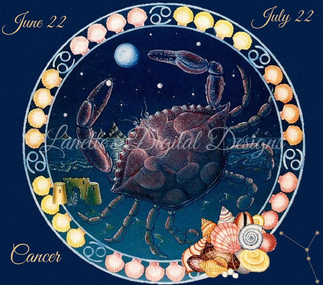 Cancer Zodiac Sign, 20oz Skinny Tumbler Wrap, Instant Download, PNG ...
