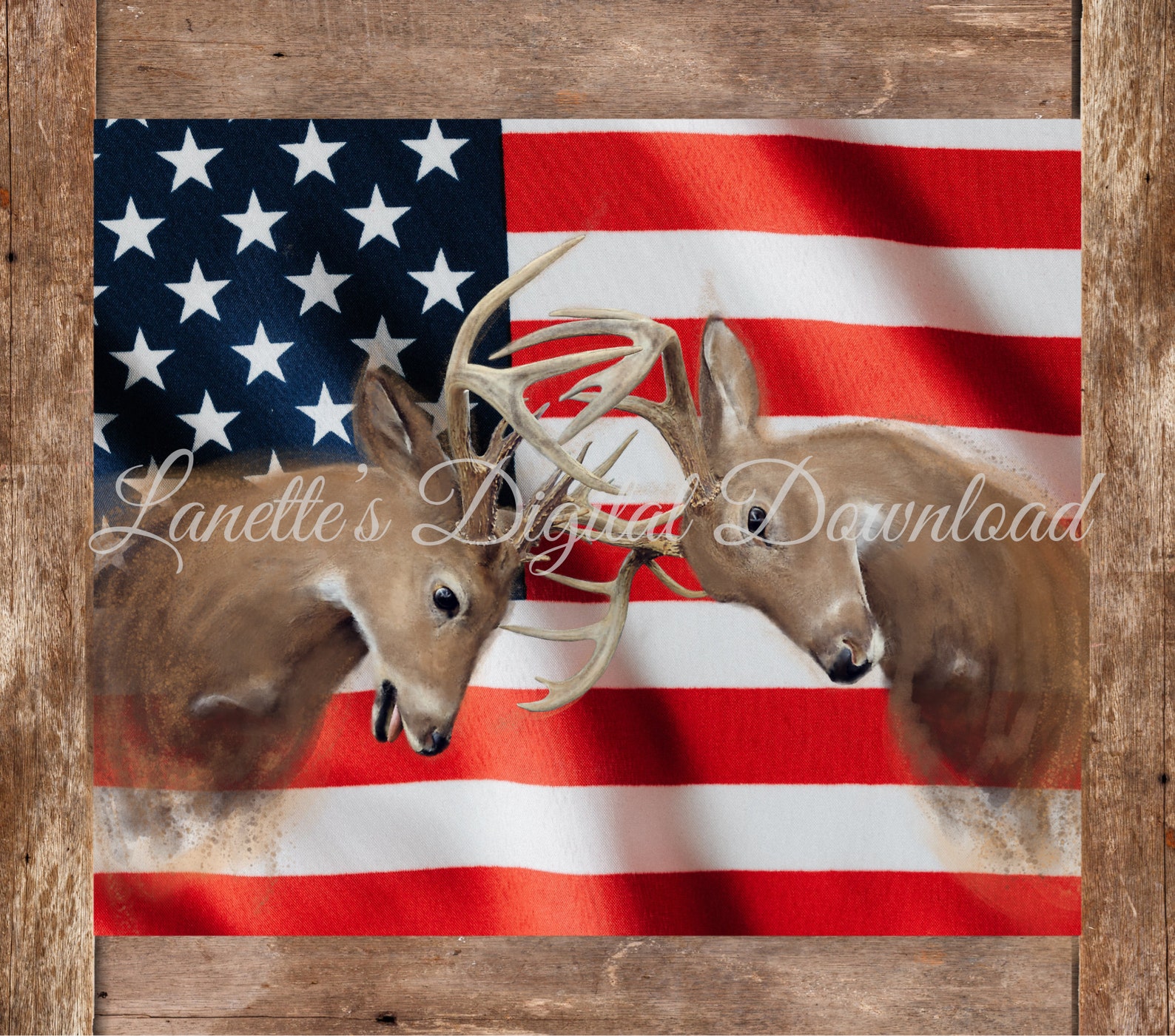 American Deer, American Flag, Two Bucks, 20oz Skinny Tumbler Wrap ...