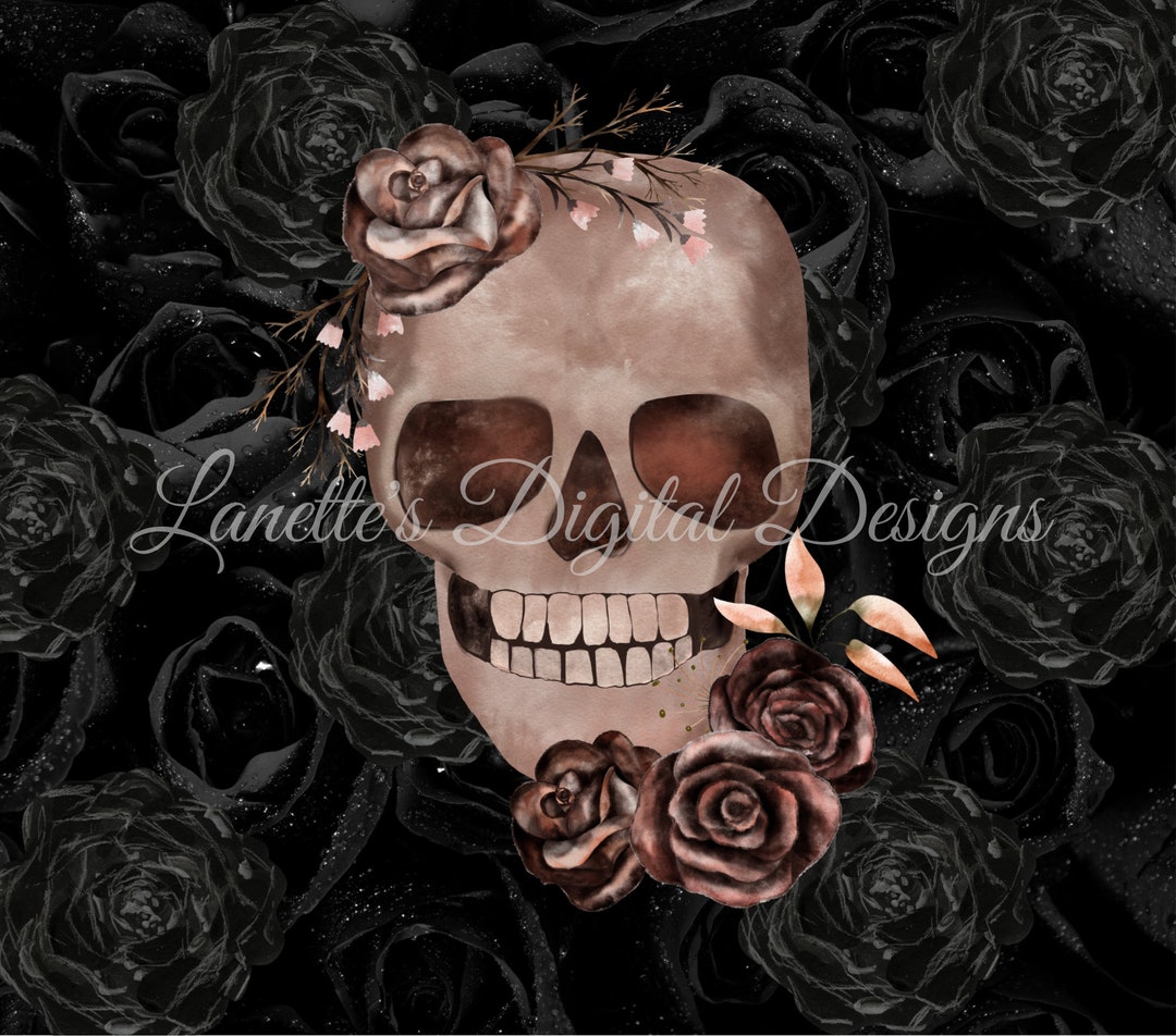 Black Rose Skull, Black Roses for Background, Rose Gold Skull and Roses ...