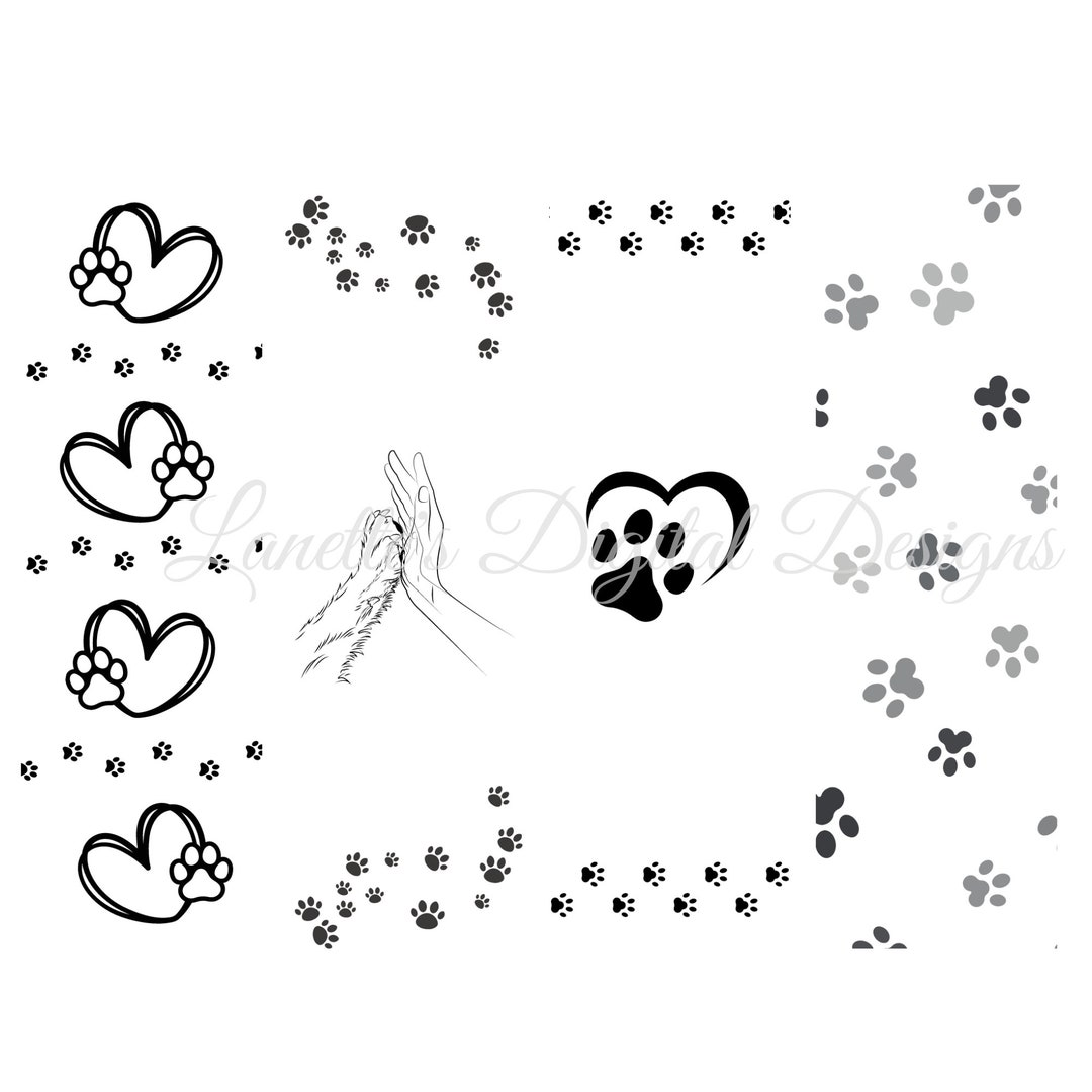 Dog Paws, Black and White, Pen Wraps, Instant Download, Digital File ...