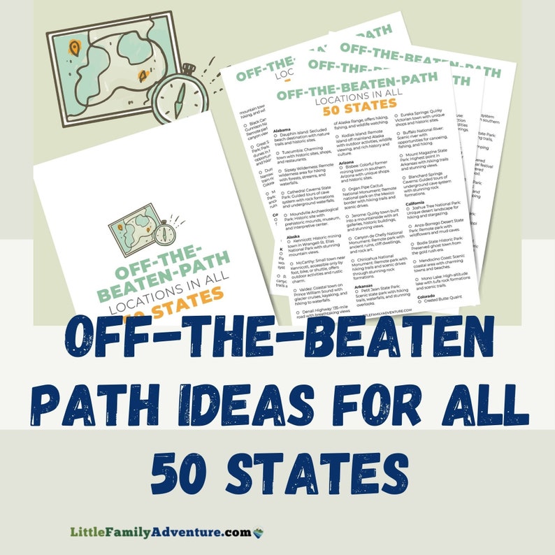 50 States Road Trip Guide | Unique Activities Checklist (PDF) - Etsy