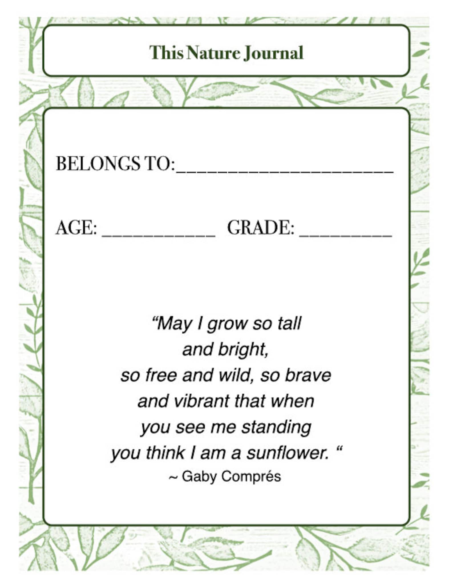 Children's Nature Journal & Outdoor Activity Book | Digital Download ...