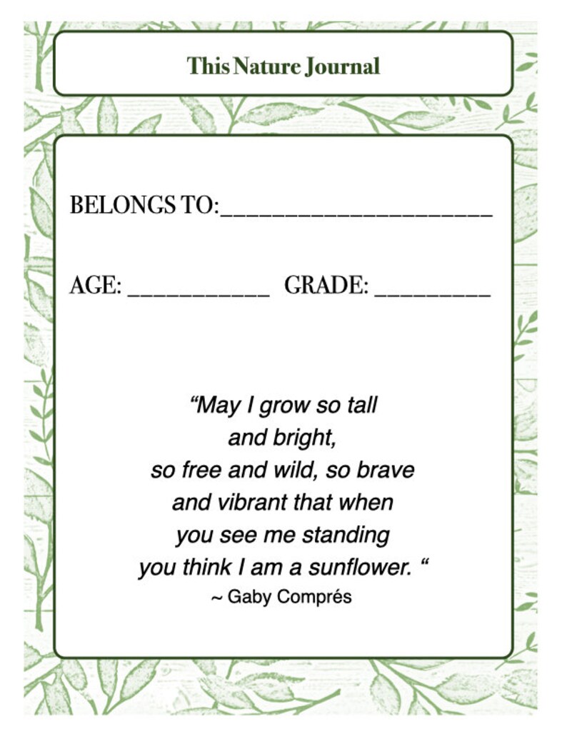 Children's Nature Journal & Outdoor Activity Book | Digital Download ...