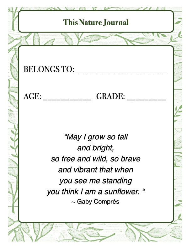 Children's Nature Journal & Outdoor Activity Book | Digital Download ...