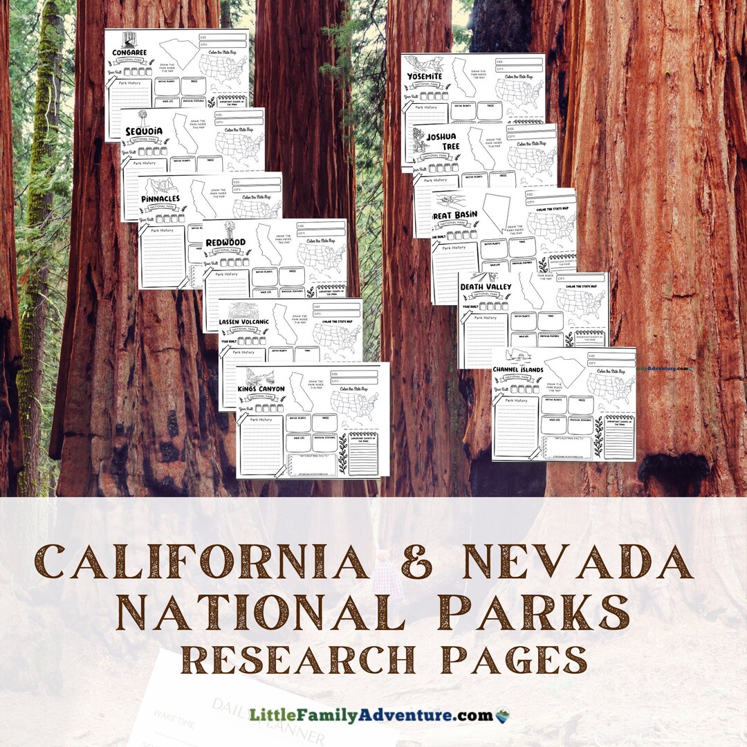 California and Nevada National Park Research Pages for Kids | Nature ...