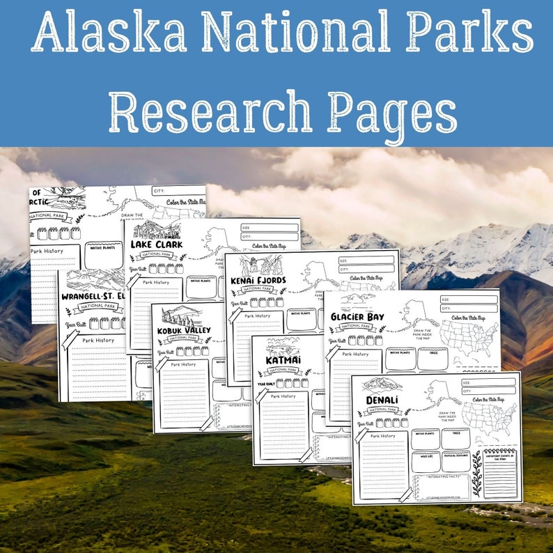 Alaska National Parks Research Pages | Homeschool Activities (PDF ...