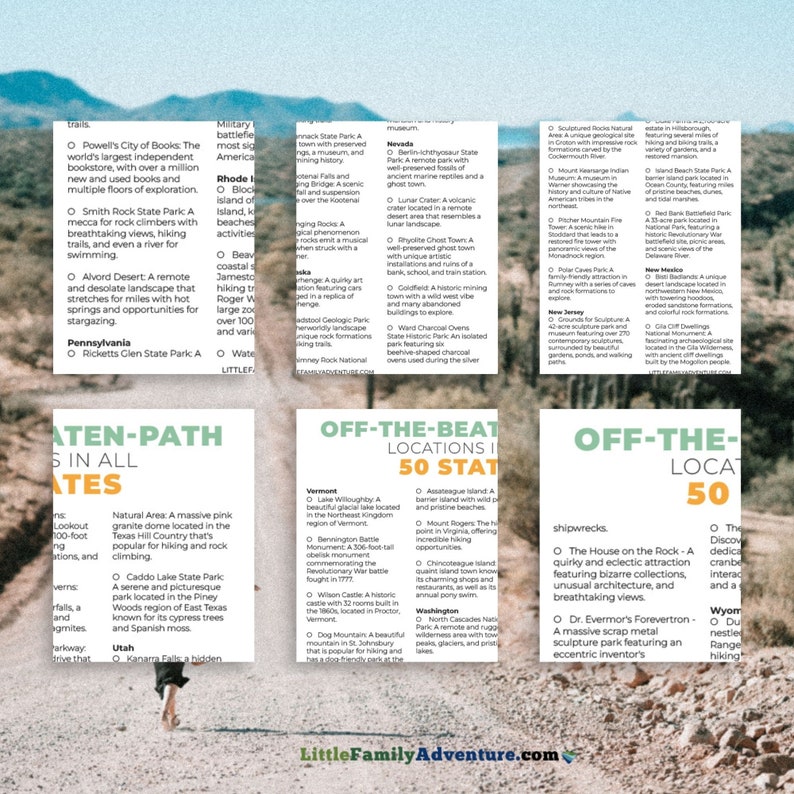 50 States Road Trip Guide | Unique Activities Checklist (PDF) - Etsy