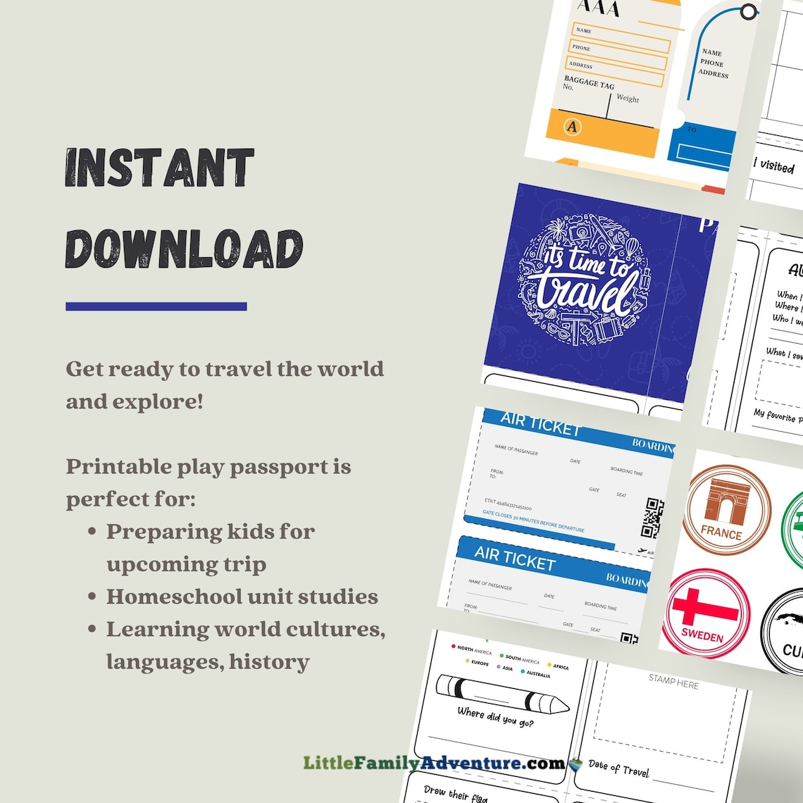 Printable Kids Travel Passport | Play Passport With Stamps | Pretend ...