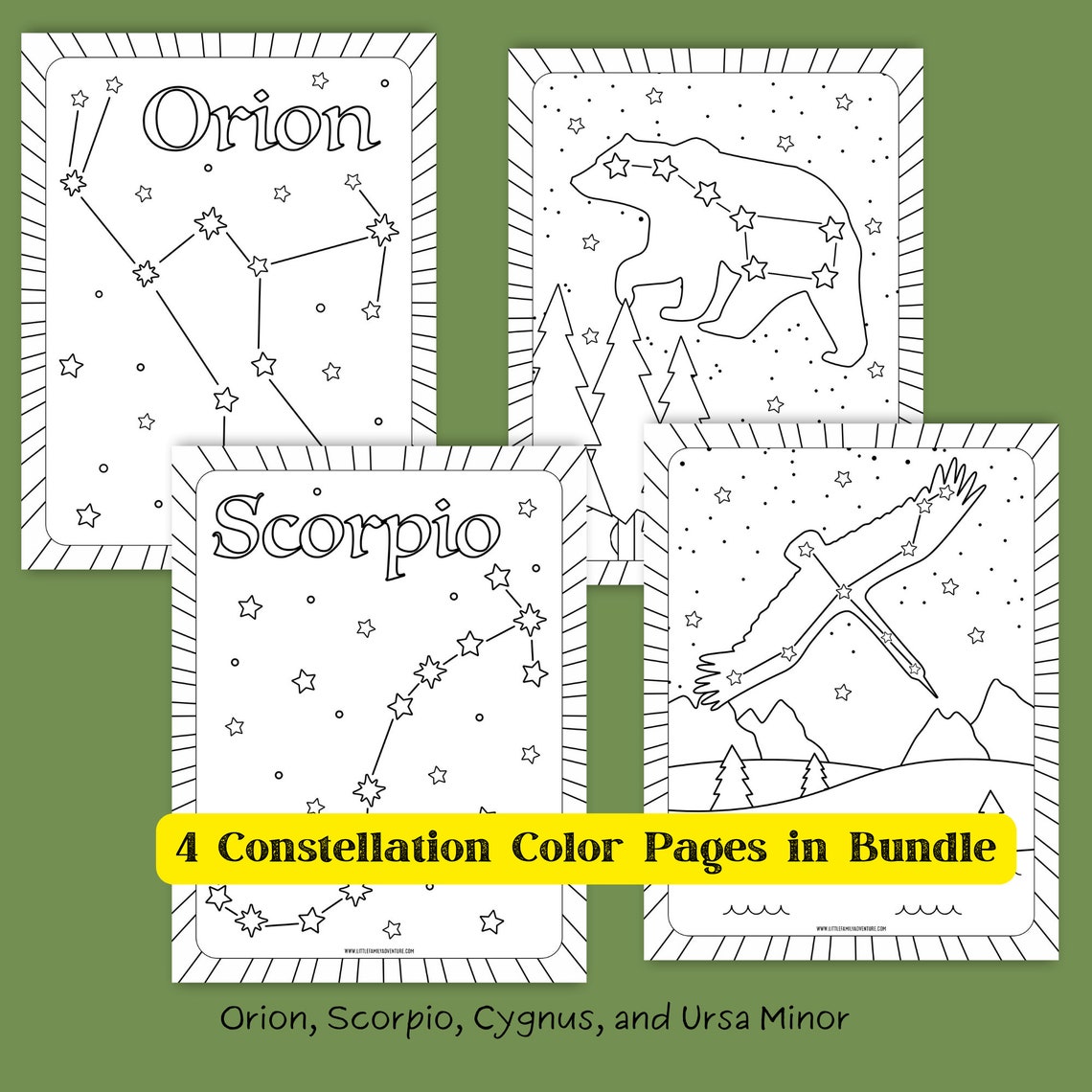 Constellation & Star Coloring Pages Bundle, Set of 10 | Star Color ...