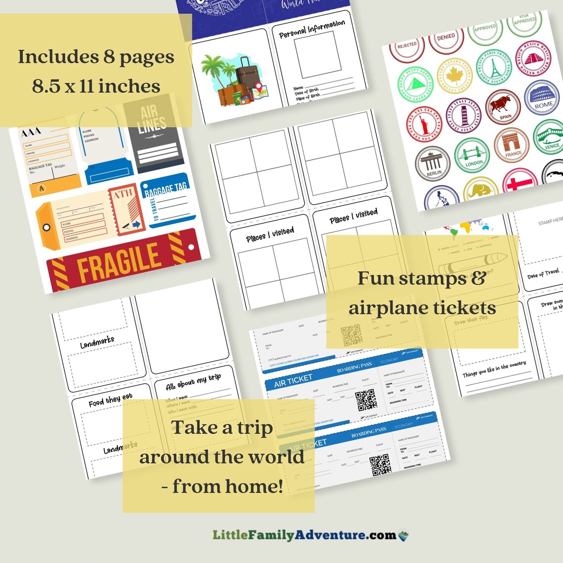 Printable Kids Travel Passport | Play Passport With Stamps | Pretend ...