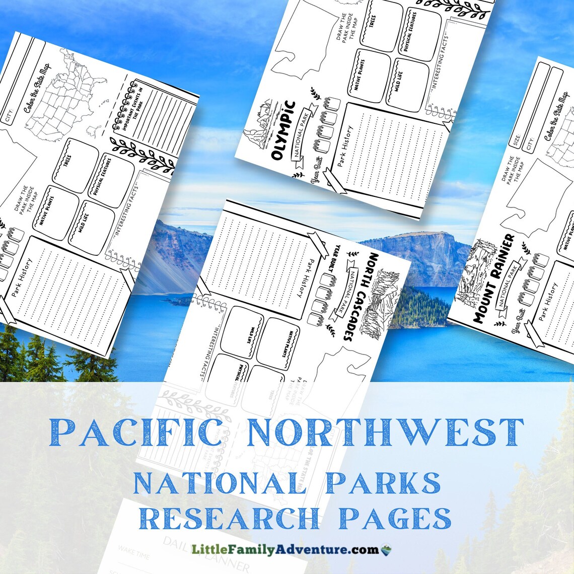 Pacific Northwest National Parks Research Pages Landmark Coloring ...