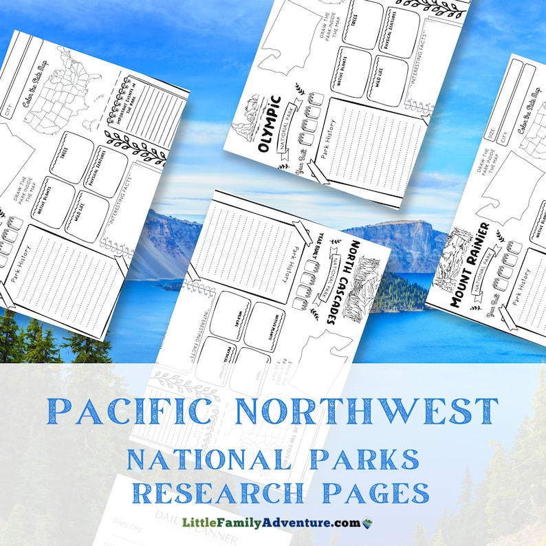 Pacific Northwest National Parks Research Pages Landmark Coloring ...