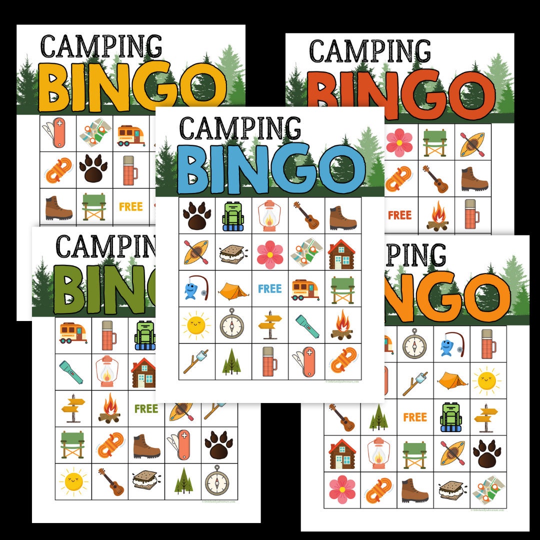 Camping Bingo Game Cards for Kids - Campfire Printable Game - Summer ...