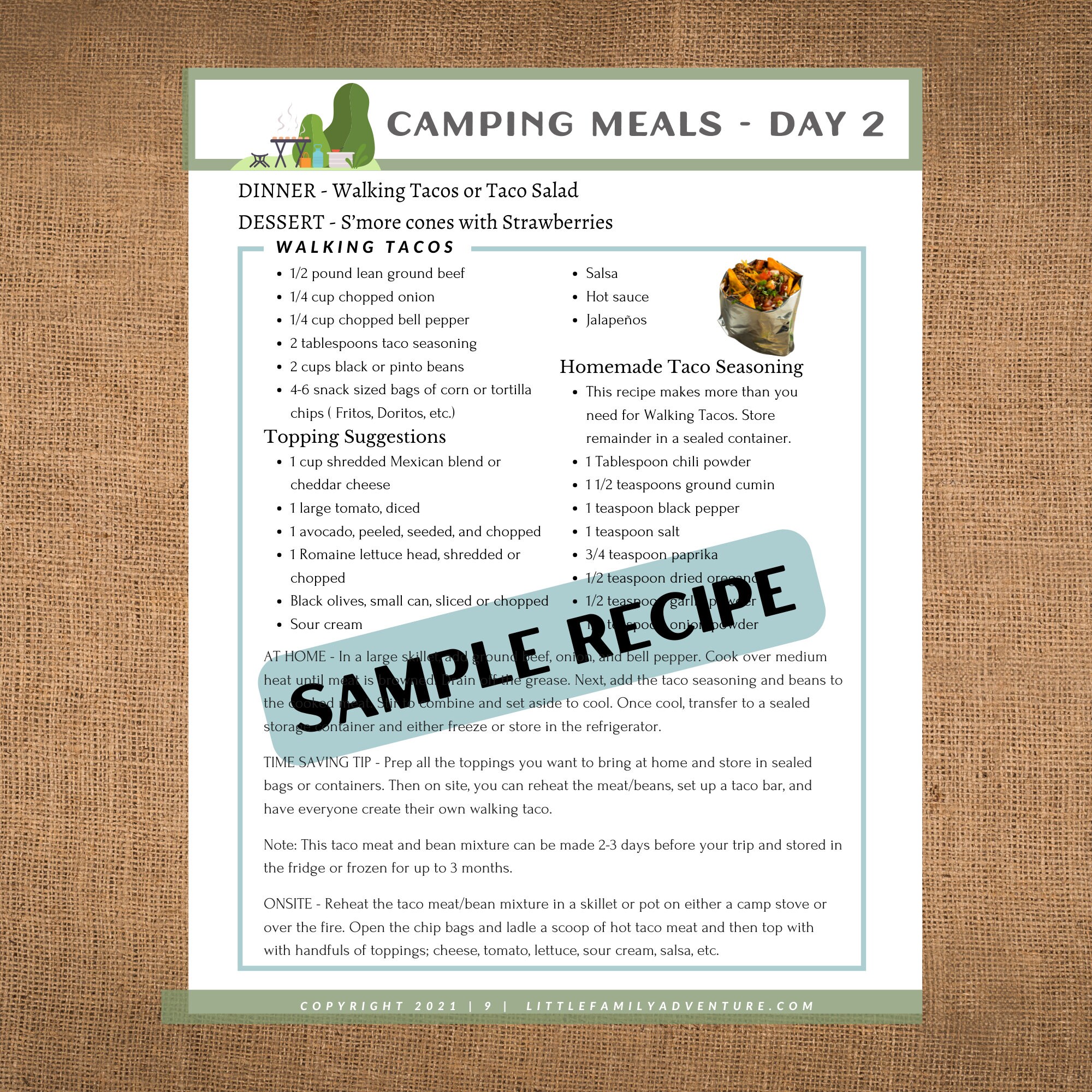 Complete 3 Day Camping Meal Plan With 8 Cook Ahead Camp Recipes ...