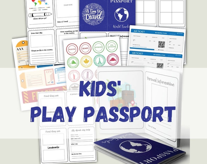 Printable Kids Travel Passport | Play Passport With Stamps | Pretend ...