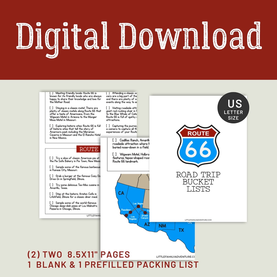 Route 66 Road Trip Bucketlist | Car Ride Activities for Families - Etsy