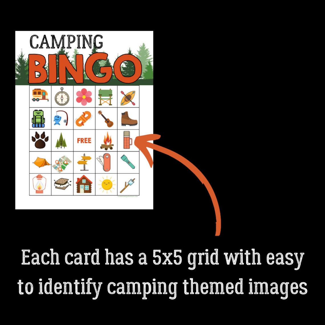 Camping Bingo Game Cards for Kids - Campfire Printable Game - Summer ...