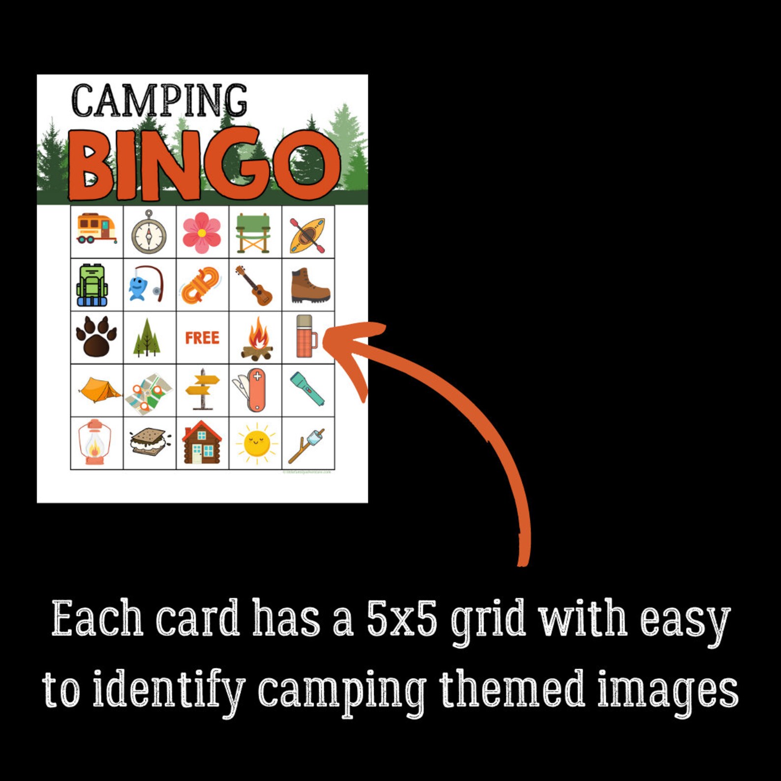 Camping Bingo Game Cards for Kids - Campfire Printable Game - Summer ...