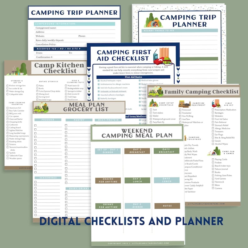 Digital Camping Planner and Packing Checklists - Etsy