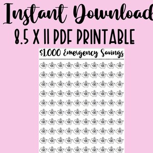 1,000 Emergency Savings Tracker Printable Bundle Emergency Fund Tracker ...