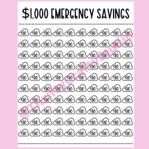 1,000 Emergency Savings Tracker Printable | Emergency Fund Tracker ...