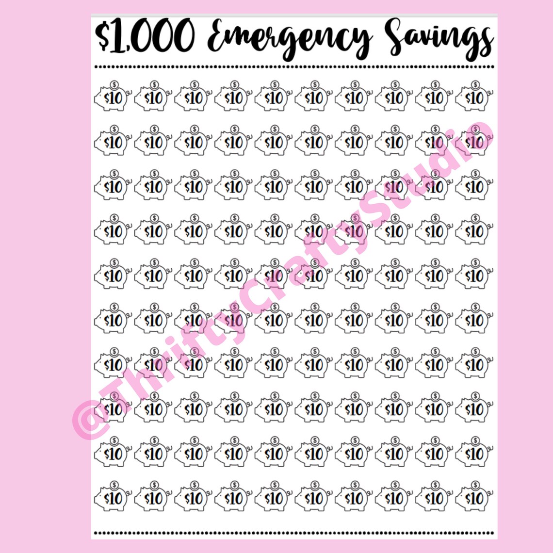 1,000 Emergency Savings Tracker Printable | Emergency Fund Tracker ...