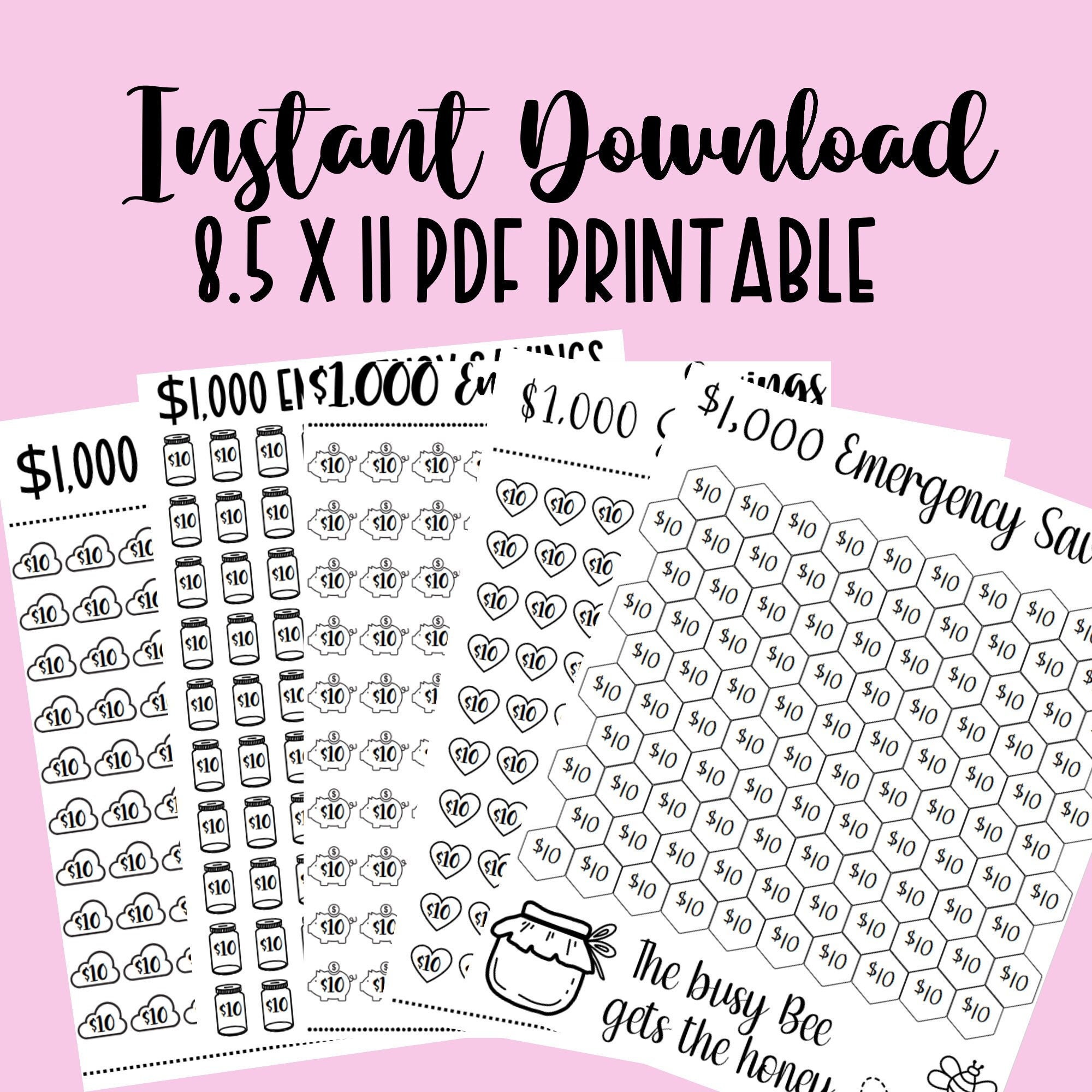 1,000 Emergency Savings Tracker Printable Bundle Emergency Fund Tracker ...