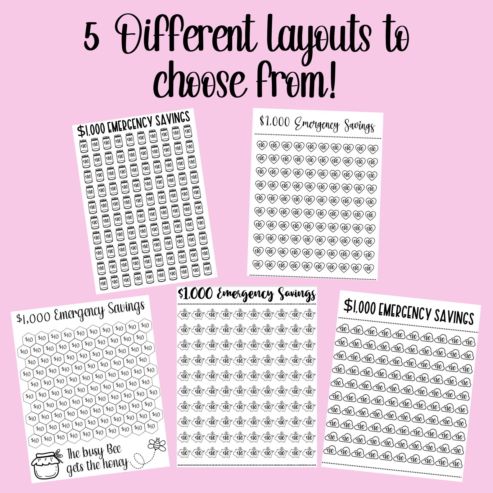 1,000 Emergency Savings Tracker Printable Bundle Emergency Fund Tracker ...