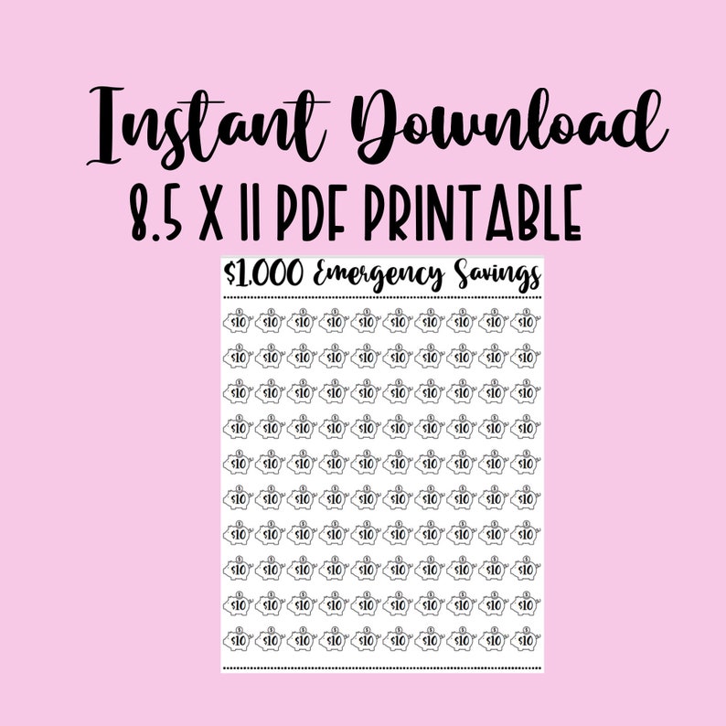 1,000 Emergency Savings Tracker Printable Emergency Fund Tracker Color ... 1,000 Emergency Savings Tracker Printable Emergency Fund Tracker Color ...