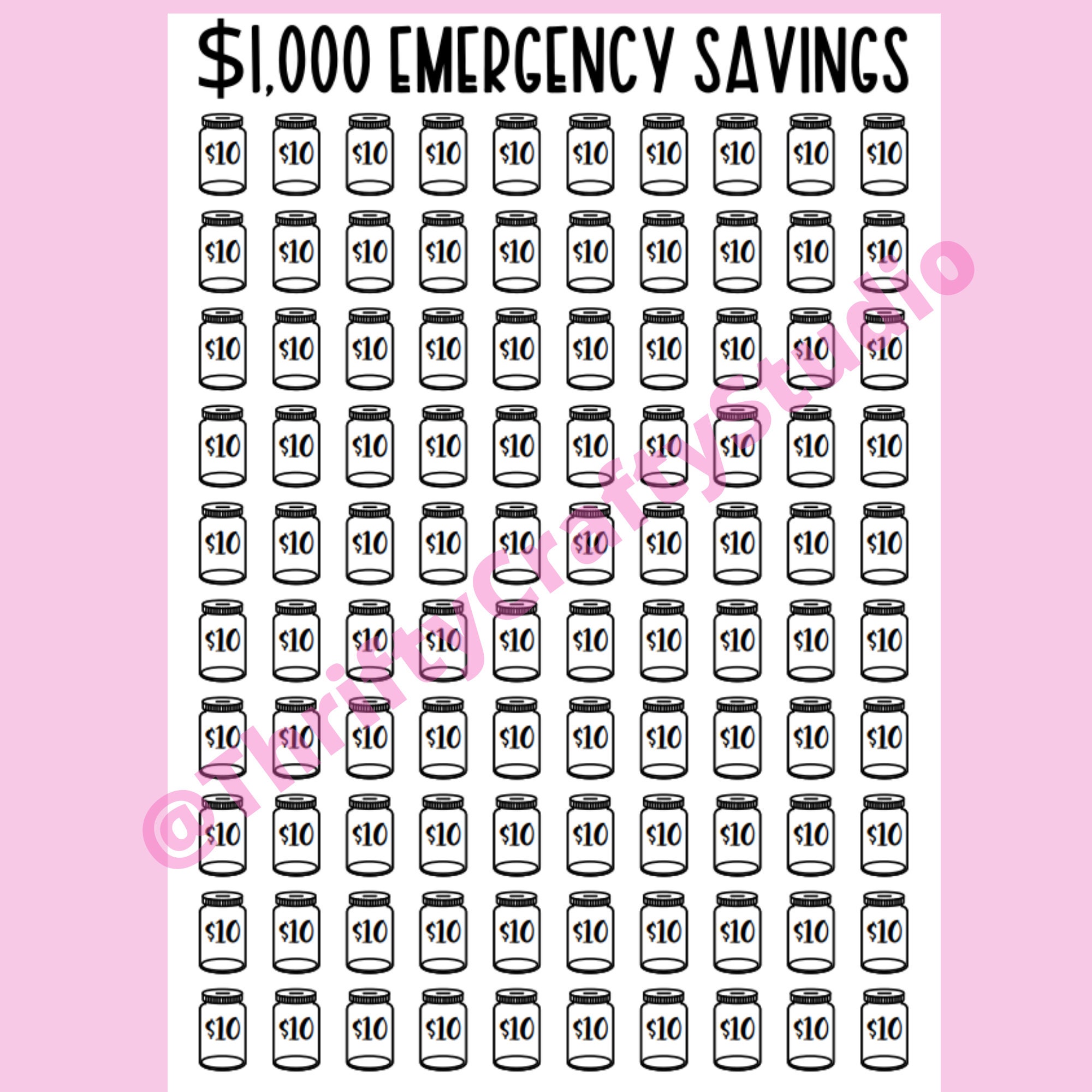 1,000 Emergency Savings Tracker Printable | Emergency Fund Tracker ...