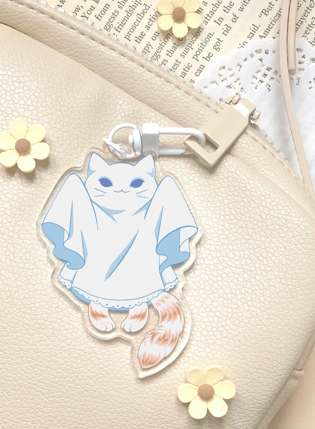 Acrylic Keychain Ghost Cat - Etsy