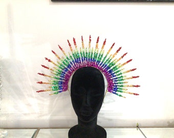 Rainbow Crown Gem Crown Colouful Queen Rave Festival Mermaid Crown - Etsy