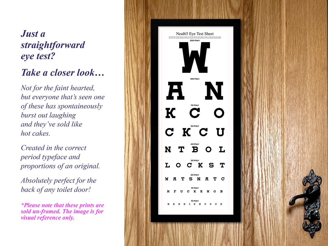 Novelty Eye Test Chart - Version W. A Fun, If a Little Rude Item That's ...