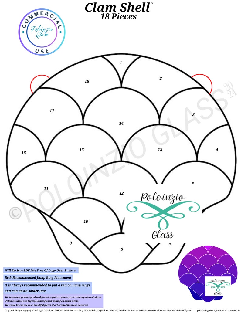 Clam Shell Stained Glass Pattern Commercial or Hobby Use Digital PDF ...