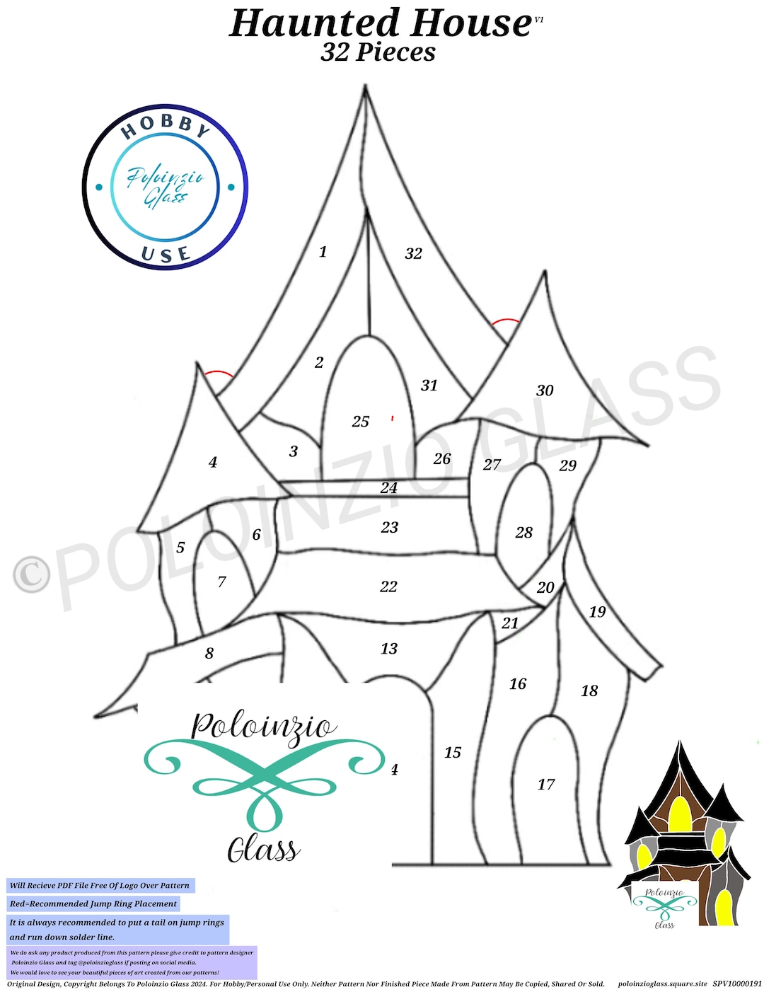 Haunted House Stained Glass Pattern Digital PDF PNG Download - Etsy