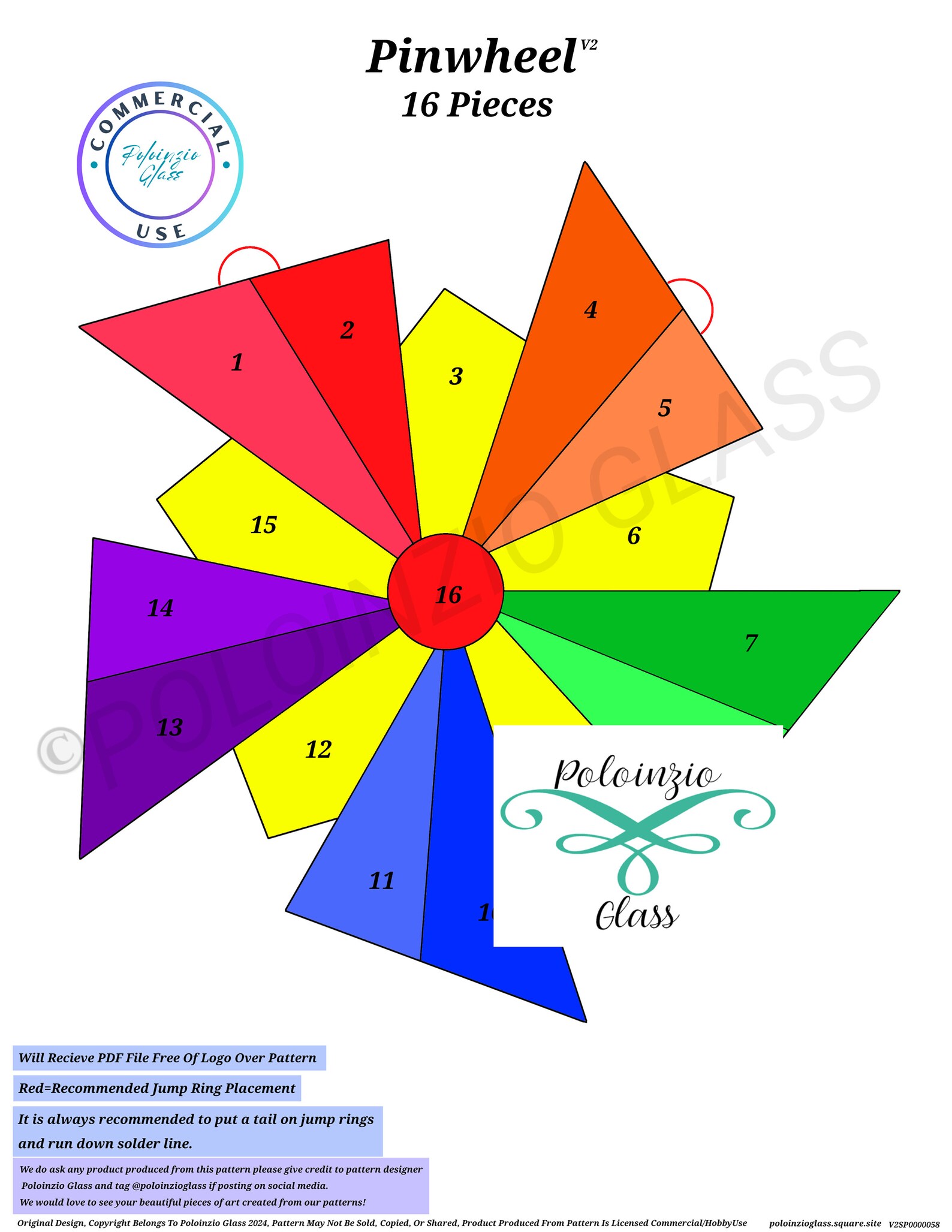 Pinwheel Stained Glass Pattern Commercial Hobby Use PDF PNG Digital ...