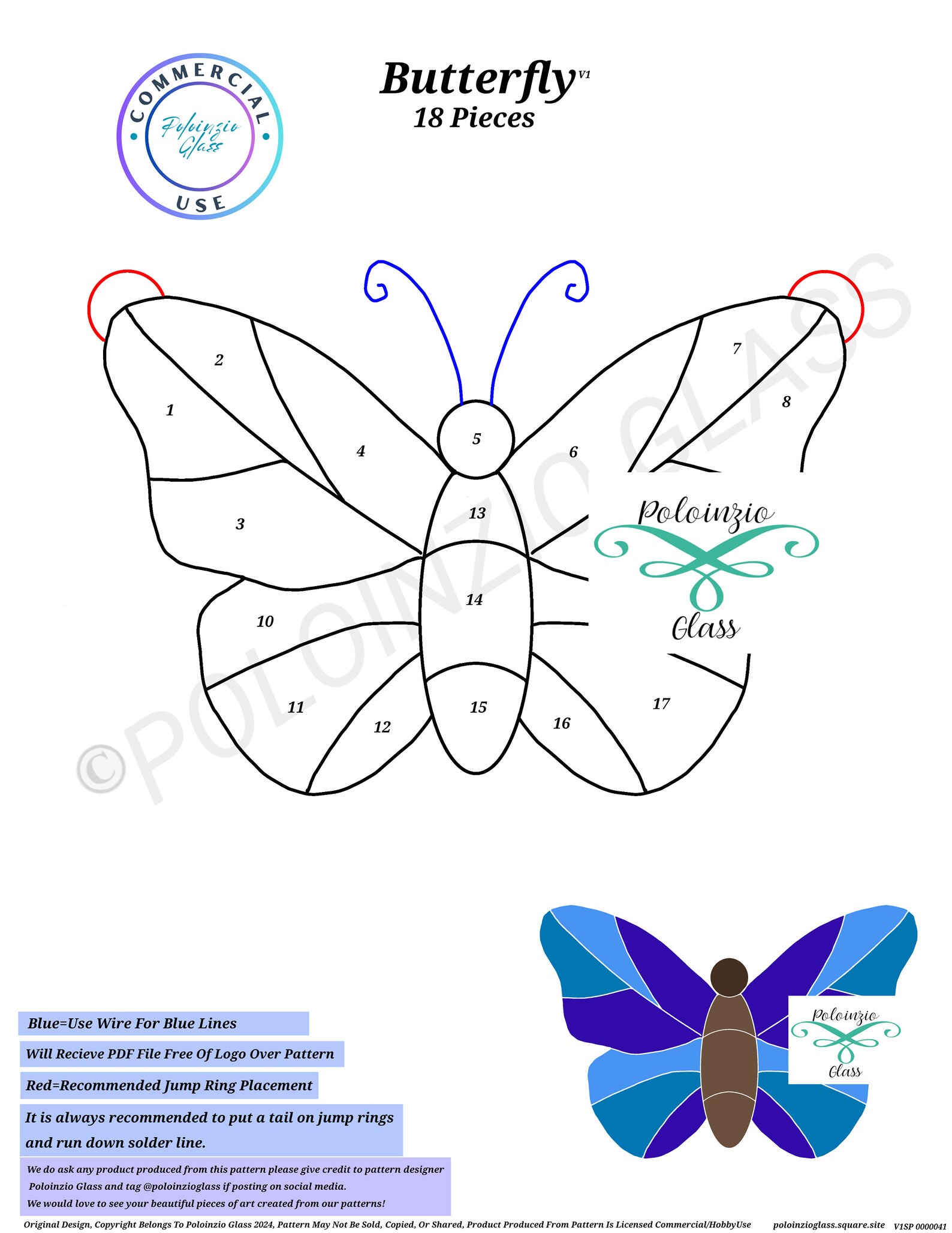 Butterfly Stained Glass Pattern Commercial or Hobby Use Digital PDF PNG ...