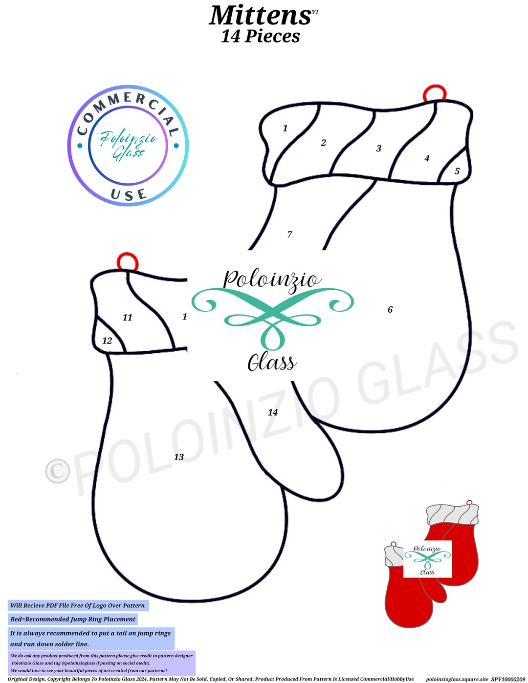 Mittens/gloves Stained Glass Pattern Commercial or Hobby Use Digital ...