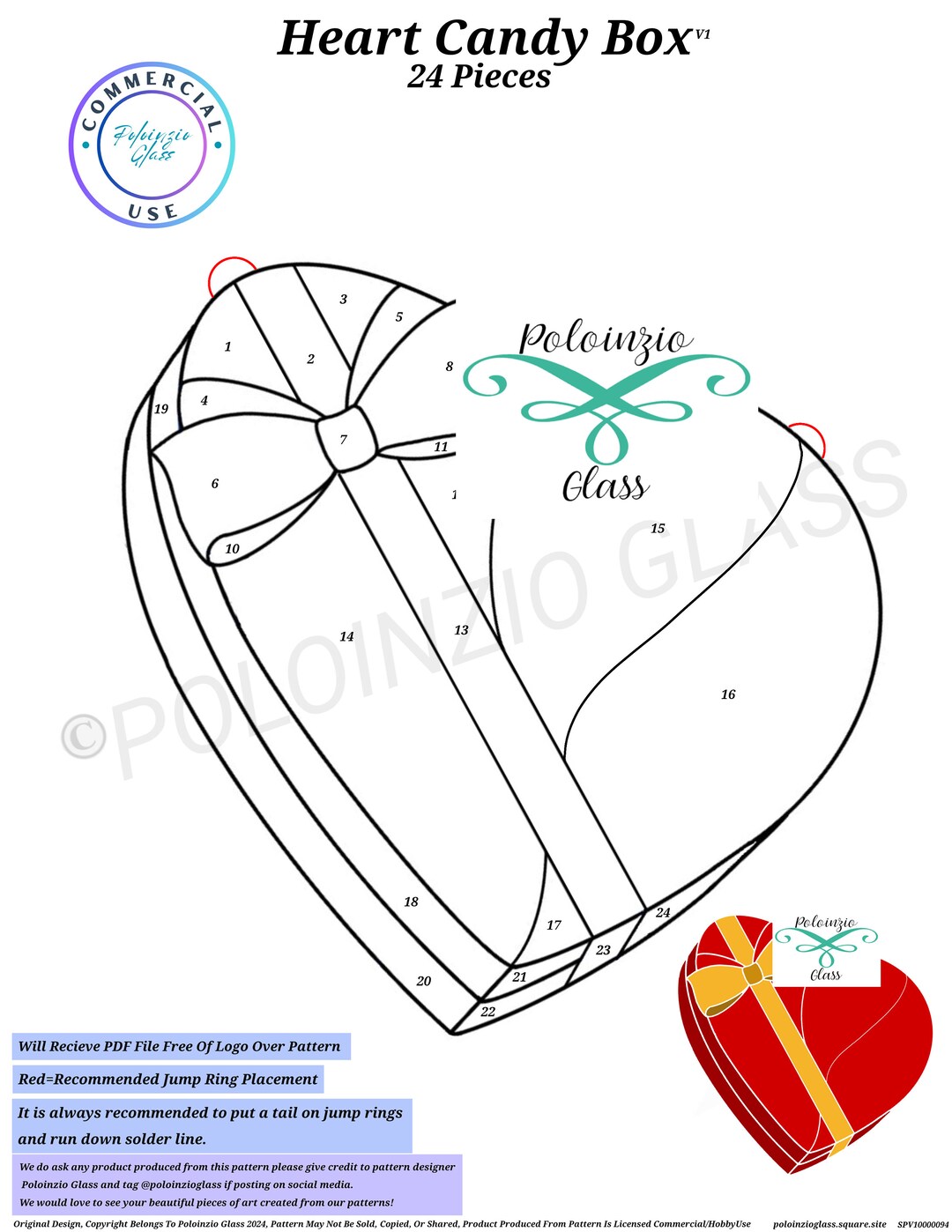 Heart Box Stained Glass Pattern Commercial or Hobby Use Digital PDF PNG ...