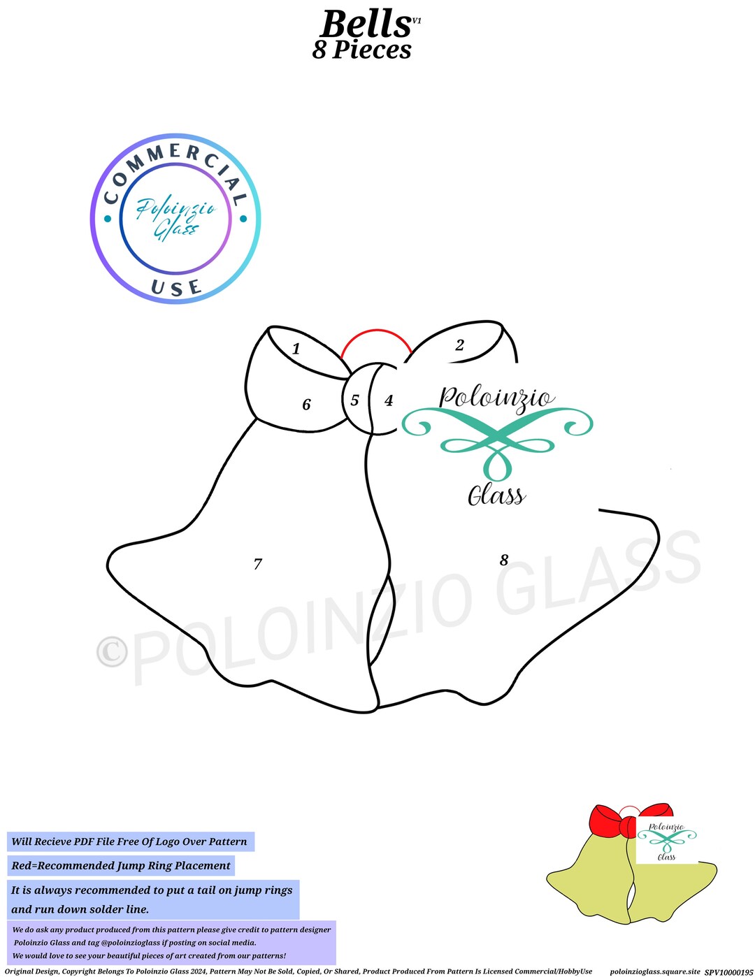 Bells Stained Glass Pattern Commercial or Hobby Use Digital PDF PNG ...