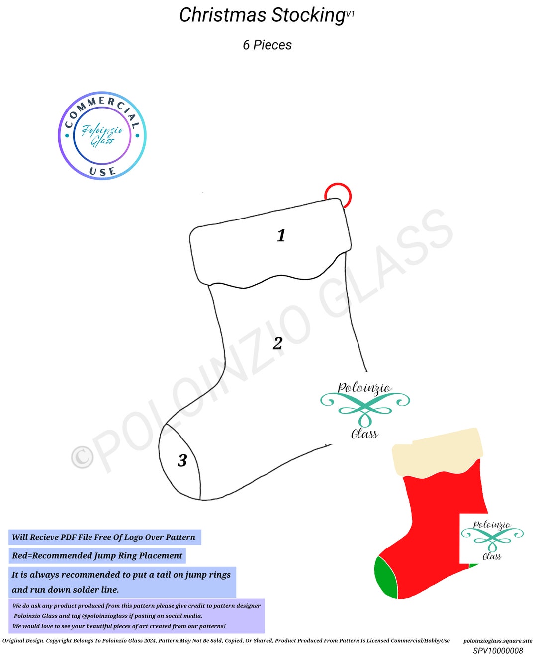 Stocking Stained Glass Pattern Commercial or Hobby Use Digital PDF PNG ...